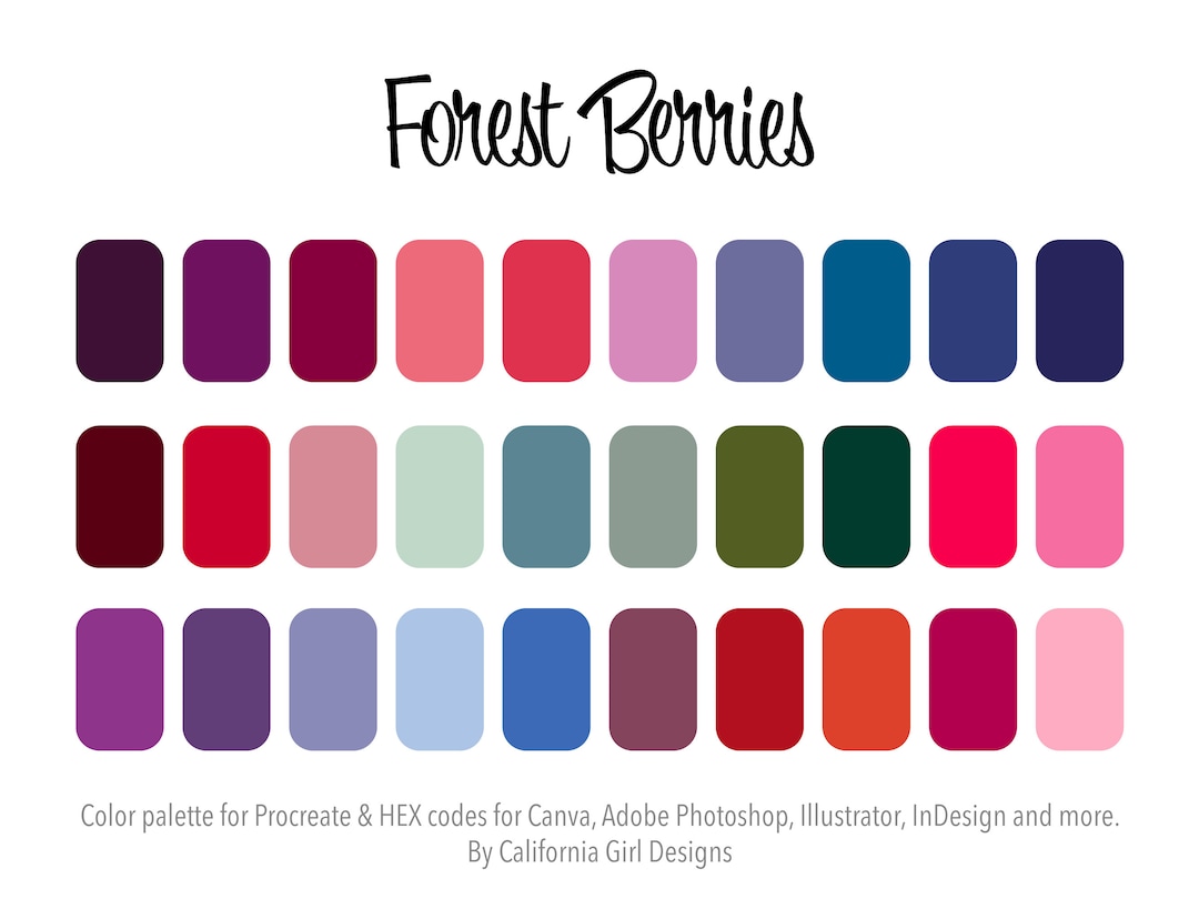 Forest Berries Color Palette for PROCREATE and HEX Codes Usable in ...