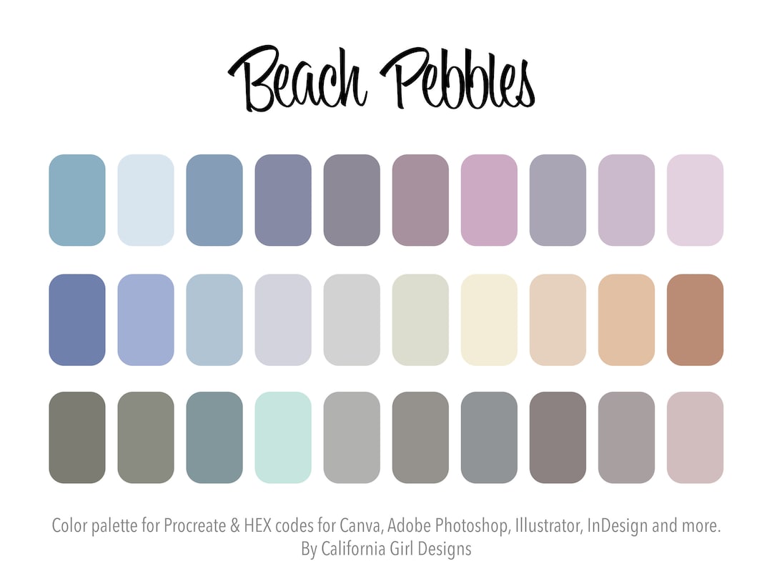Beach Pebbles Color Palette for Procreate and HEX Codes for Canva and ...