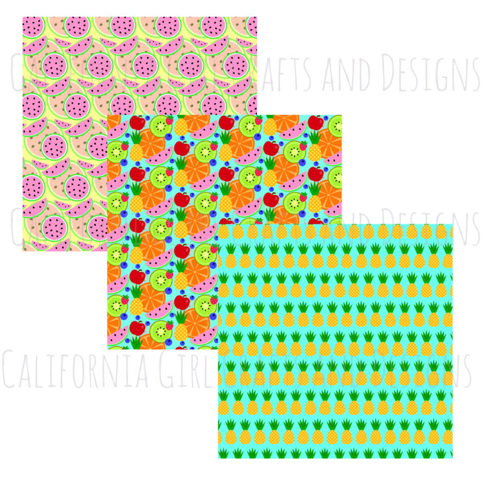 Tutti Frutti - Fruit Pattern Digital Paper - 12 by 12 Inch Instant ...