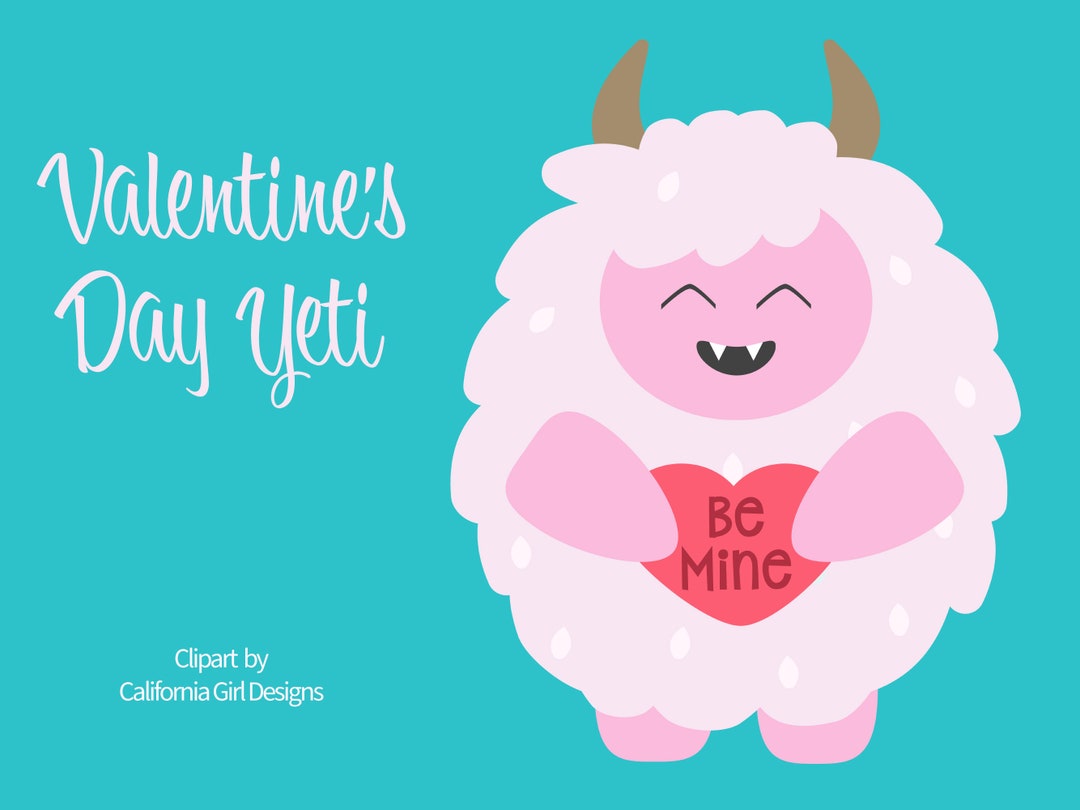 Valentine's Day Yeti - Clipart Single - Etsy