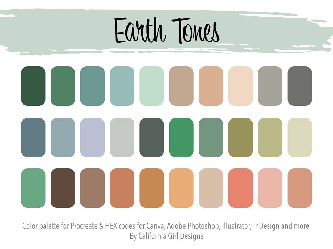 Earth Tones Color Palette for Procreate and HEX Codes for Canva and the ...