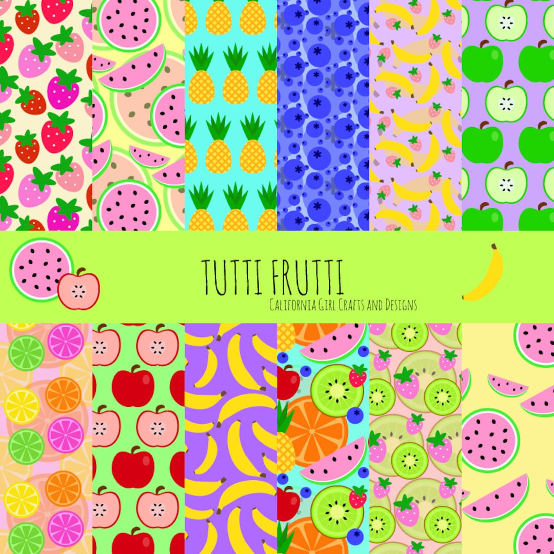 Tutti Frutti - Fruit Pattern Digital Paper - 12 by 12 Inch Instant ...