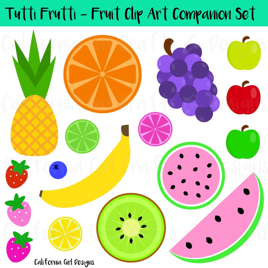 Fruit Clipart - Companion Set to Tutti Frutti Paper - Grapes ...