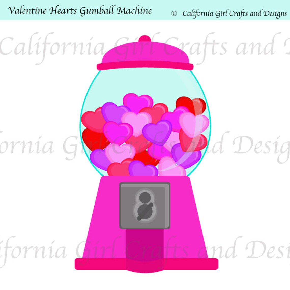 Valentine Hearts Gumball Machine Clipart Singles Pack Instant Download ...