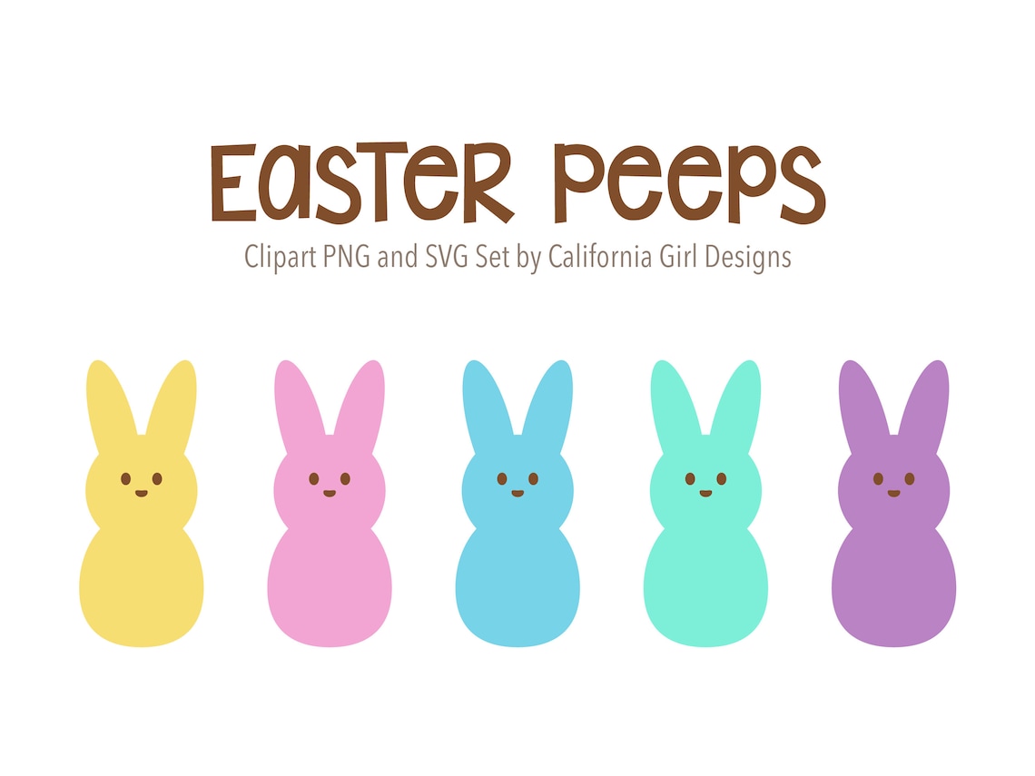 Easter Peeps Clipart Set - Basic PNG and SVG Candy Marshmallow Bunnies, Instant Digital Download ...