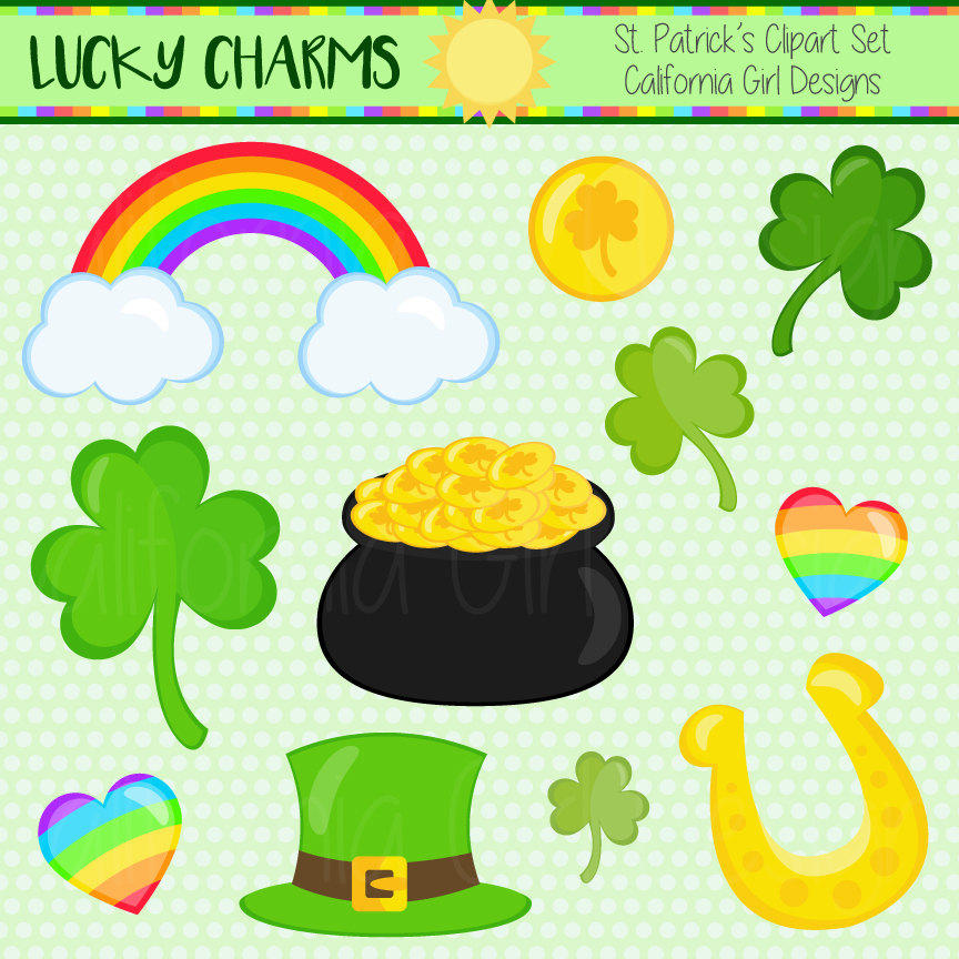 LUCKY CHARMS - St Patrick's Day Clipart Set - Shamrocks, Clovers ...