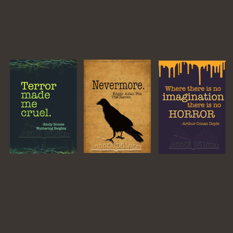 Set of 3 5x7 Spooky Literature Halloween Quotes Printable Download Poe ...