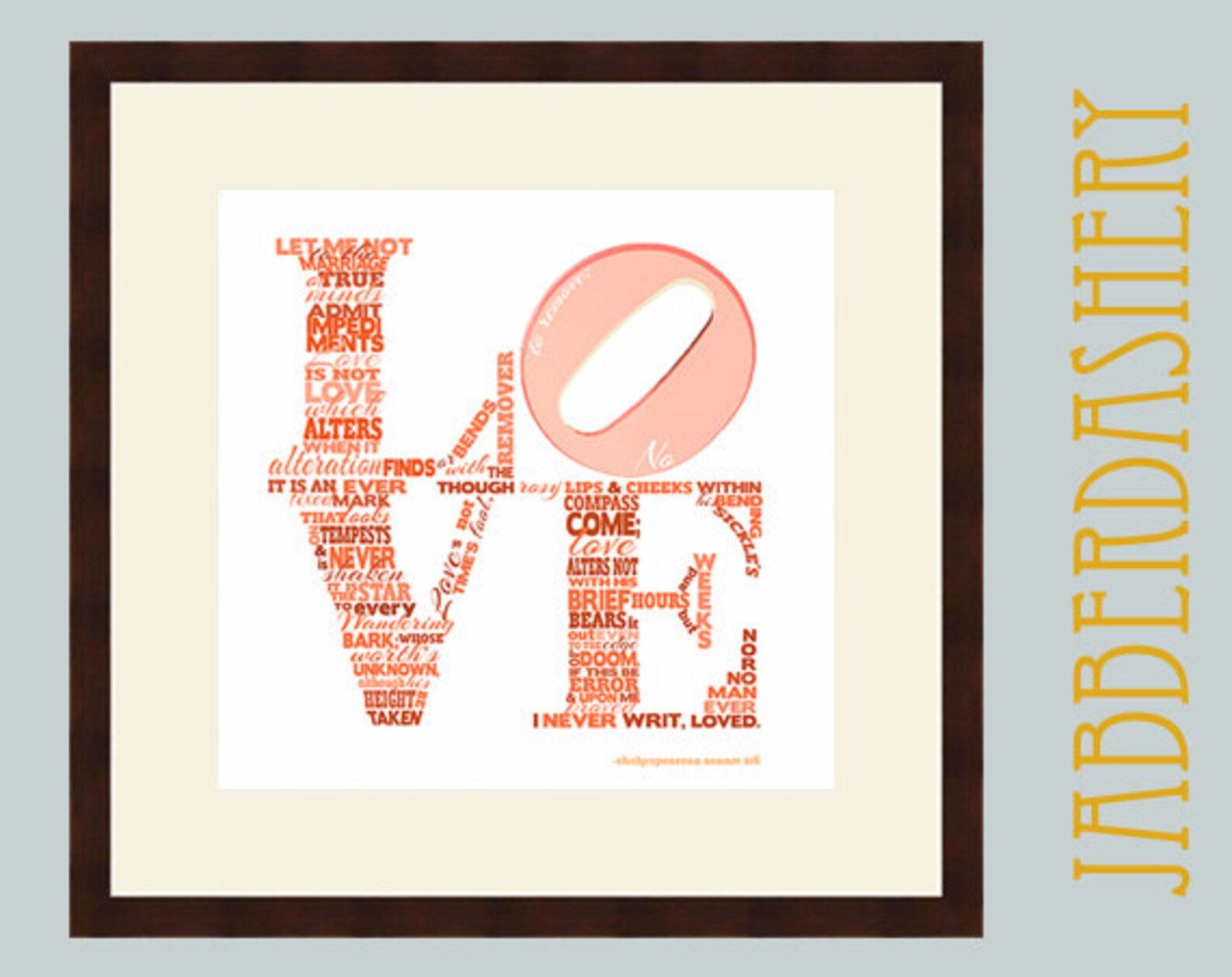 Sonnet 116 Love is Not Love Shakespeare Word Cloud up to 12x12 Shape ...