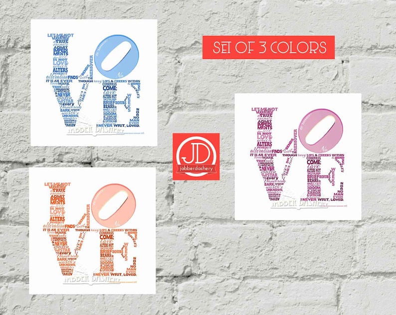 Sonnet 116 Love is Not Love Shakespeare Word Cloud up to 12x12 Shape ...