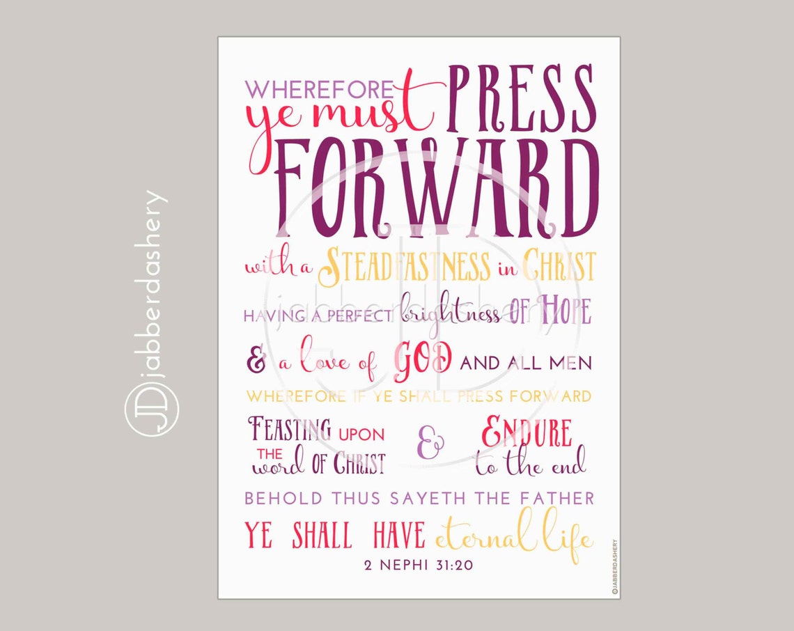 Press Forward Saints Purple Color Four Sizes Typography 2016 LDS Mutual ...