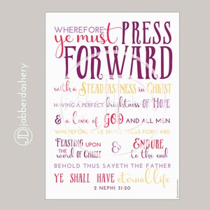 Press Forward Saints Purple Color Four Sizes Typography 2016 LDS Mutual ...
