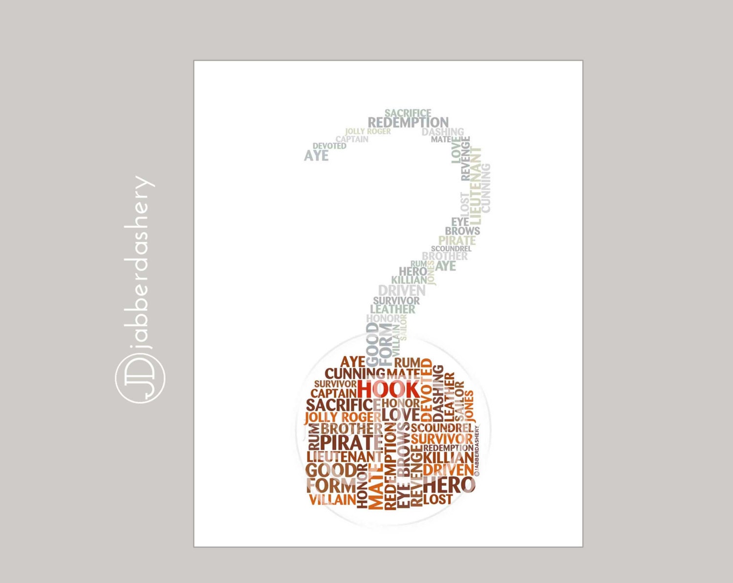 Captain Hook Once Upon A Time Typography 8x10 Fairytales, Wordshape ...