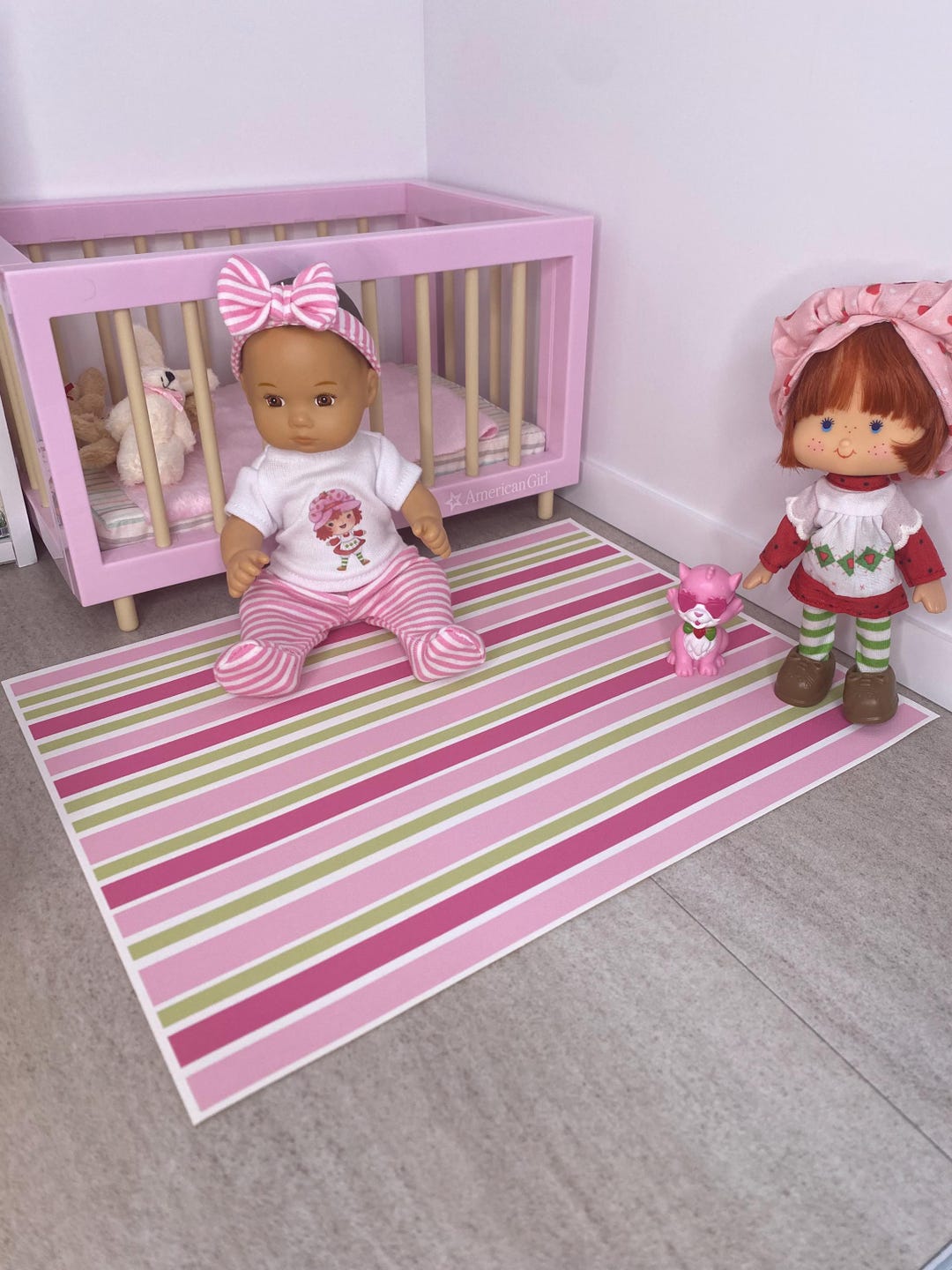 Doll House Rug, Doll Size 1/3 or 1/6 Scale, Bedroom Rug, 18 Inch Doll ...