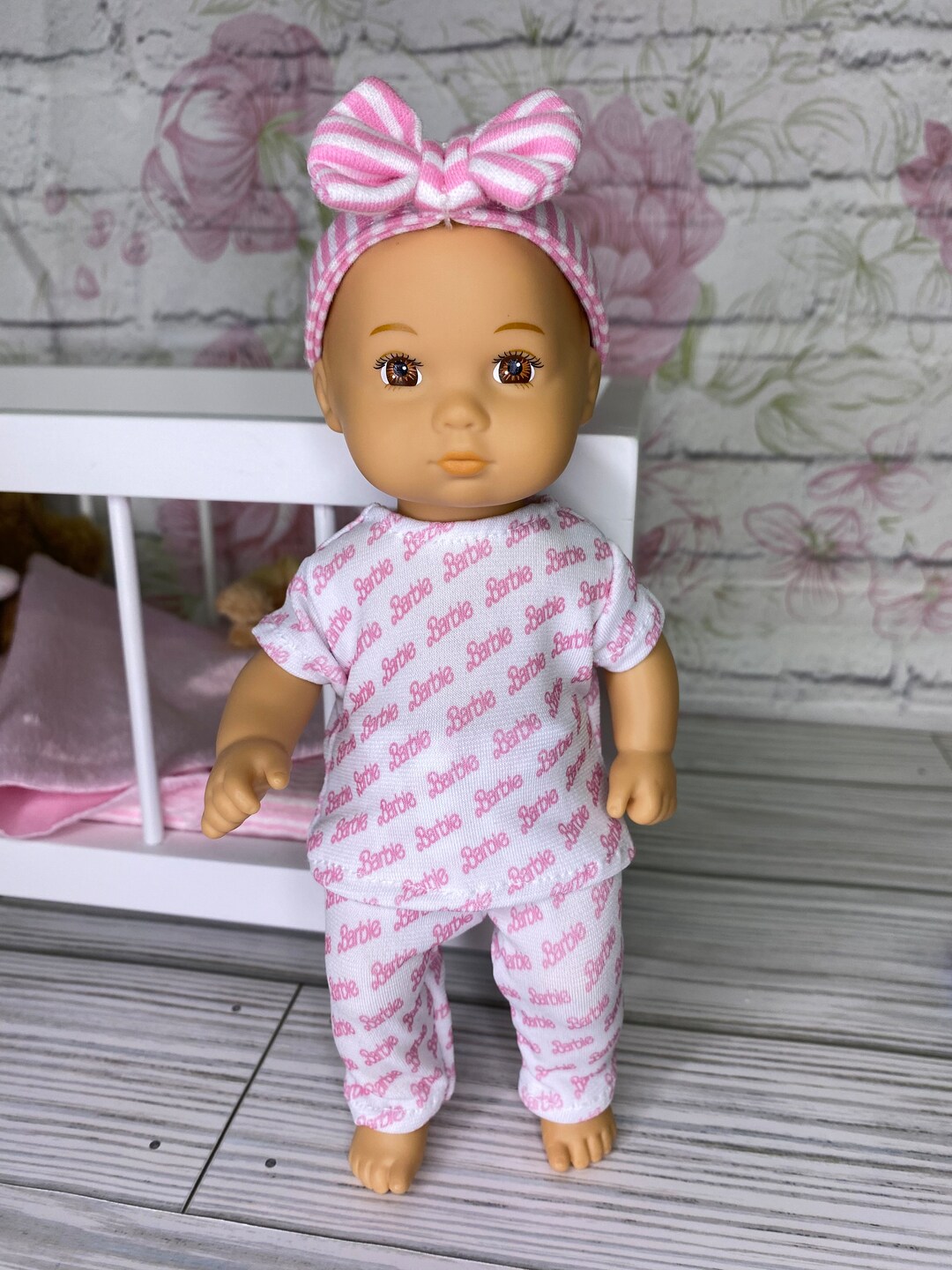 8 Inch Pink Doll Outfit, Made to Fit, Caring for Baby or Little Bitty ...
