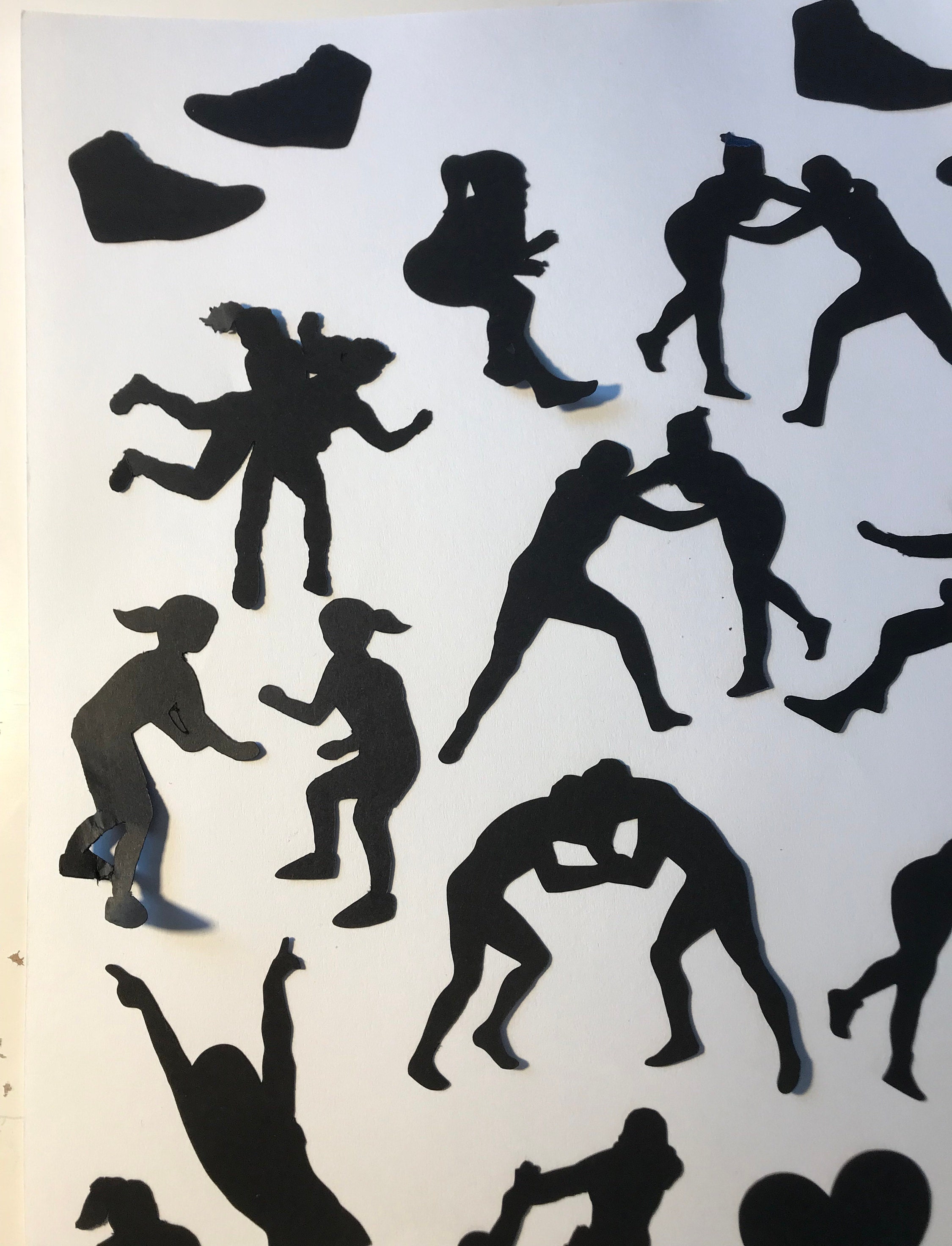 Girls Wrestling Die Cut Outs, Embellishments Silhouette Paper Shapes ...