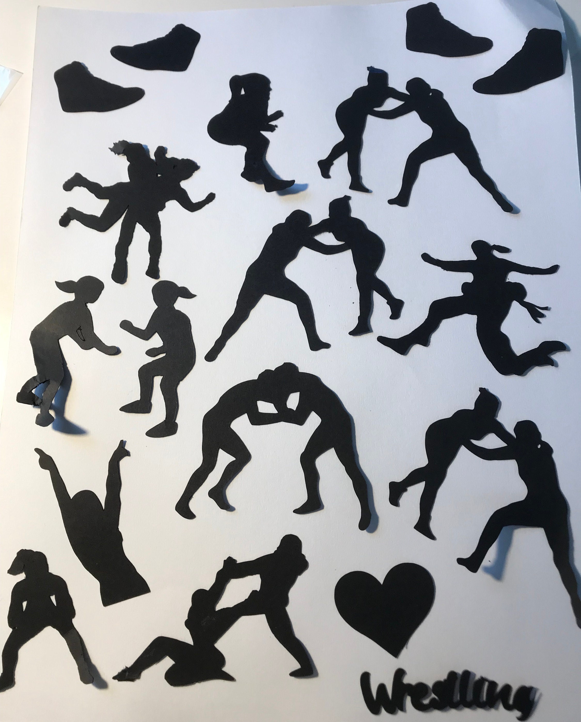 Girls Wrestling Die Cut Outs, Embellishments Silhouette Paper Shapes ...