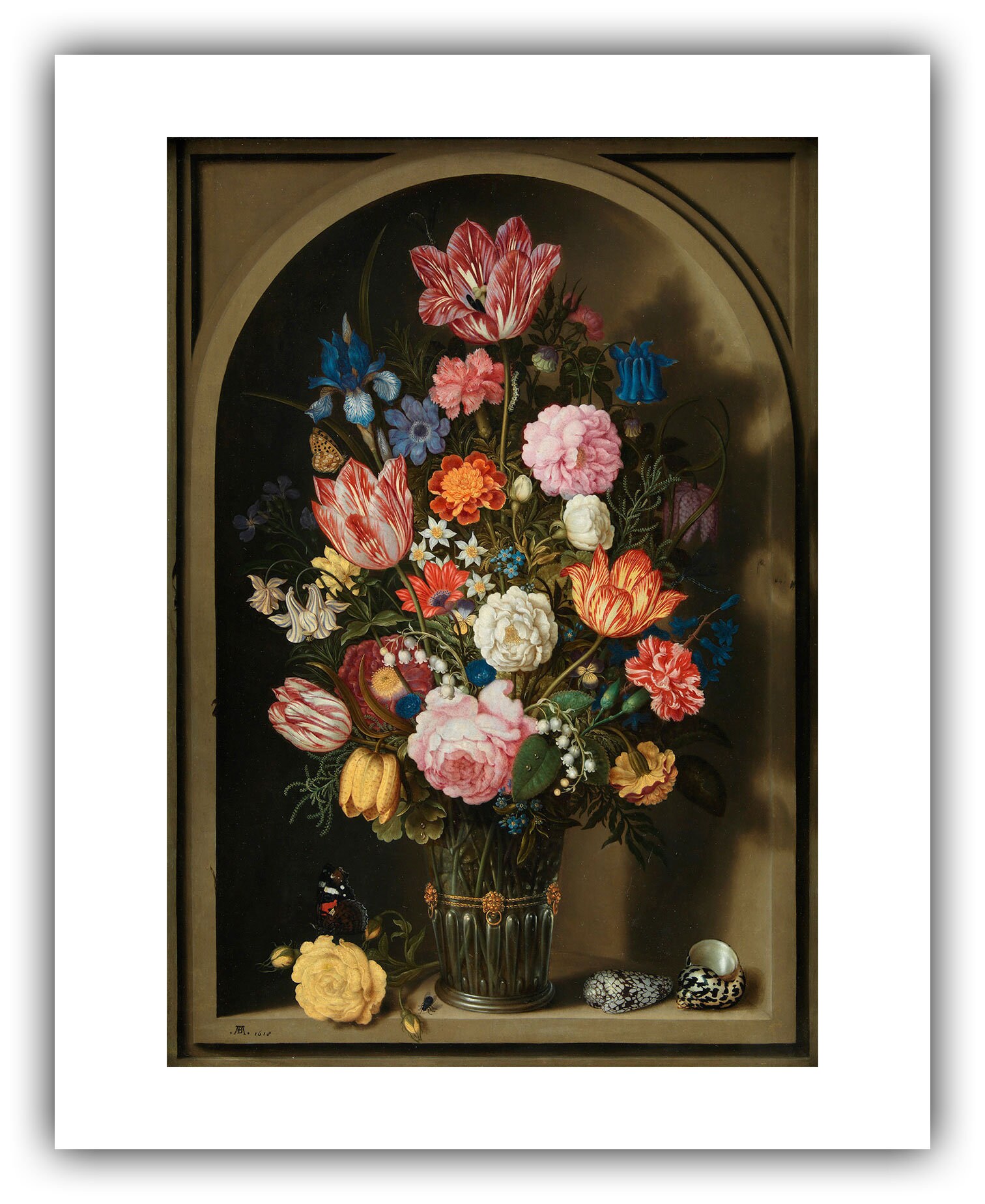 Ambrosius Bosschaert Still Life : Bouquet of Flowers in a Stone Niche ...