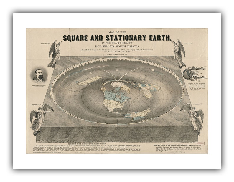 Orlando Ferguson : Map of the Square and Stationary Earth (1893 ...