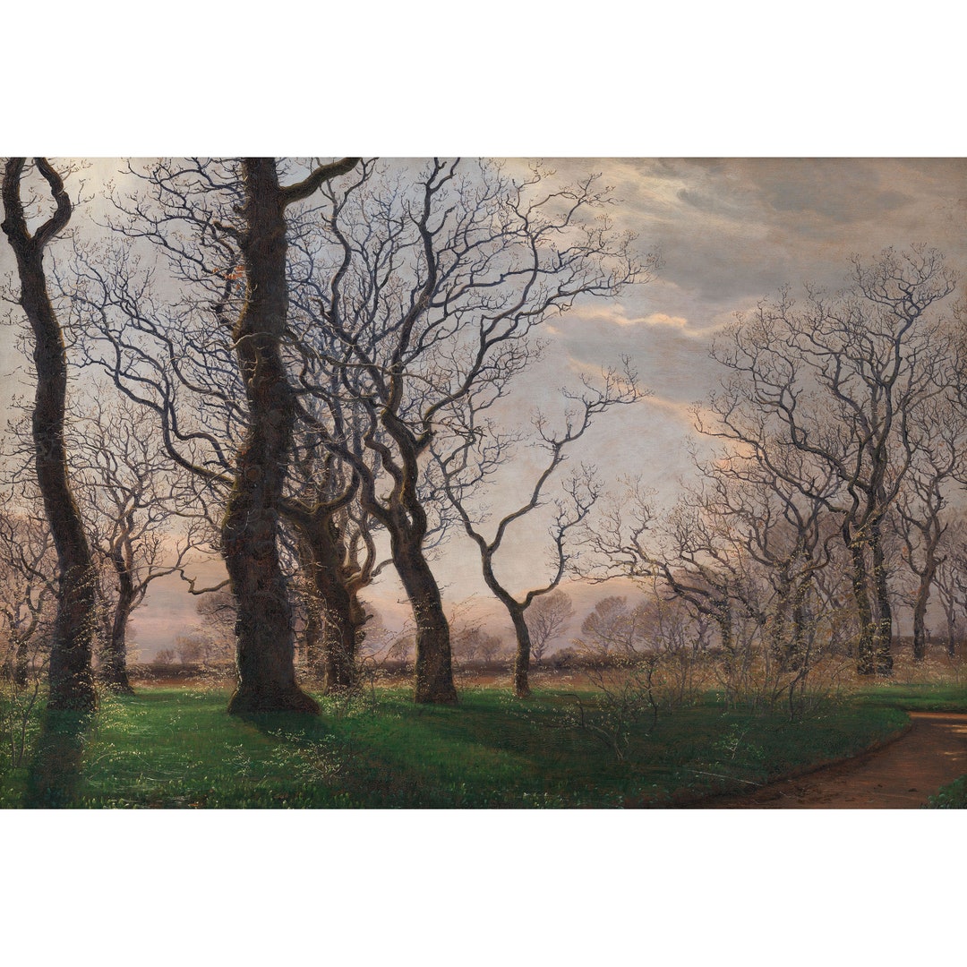 Janus La Cour : on the Edge of an Oak Forest on an Early Spring Morning (1863) - Giclee Fine Art ...