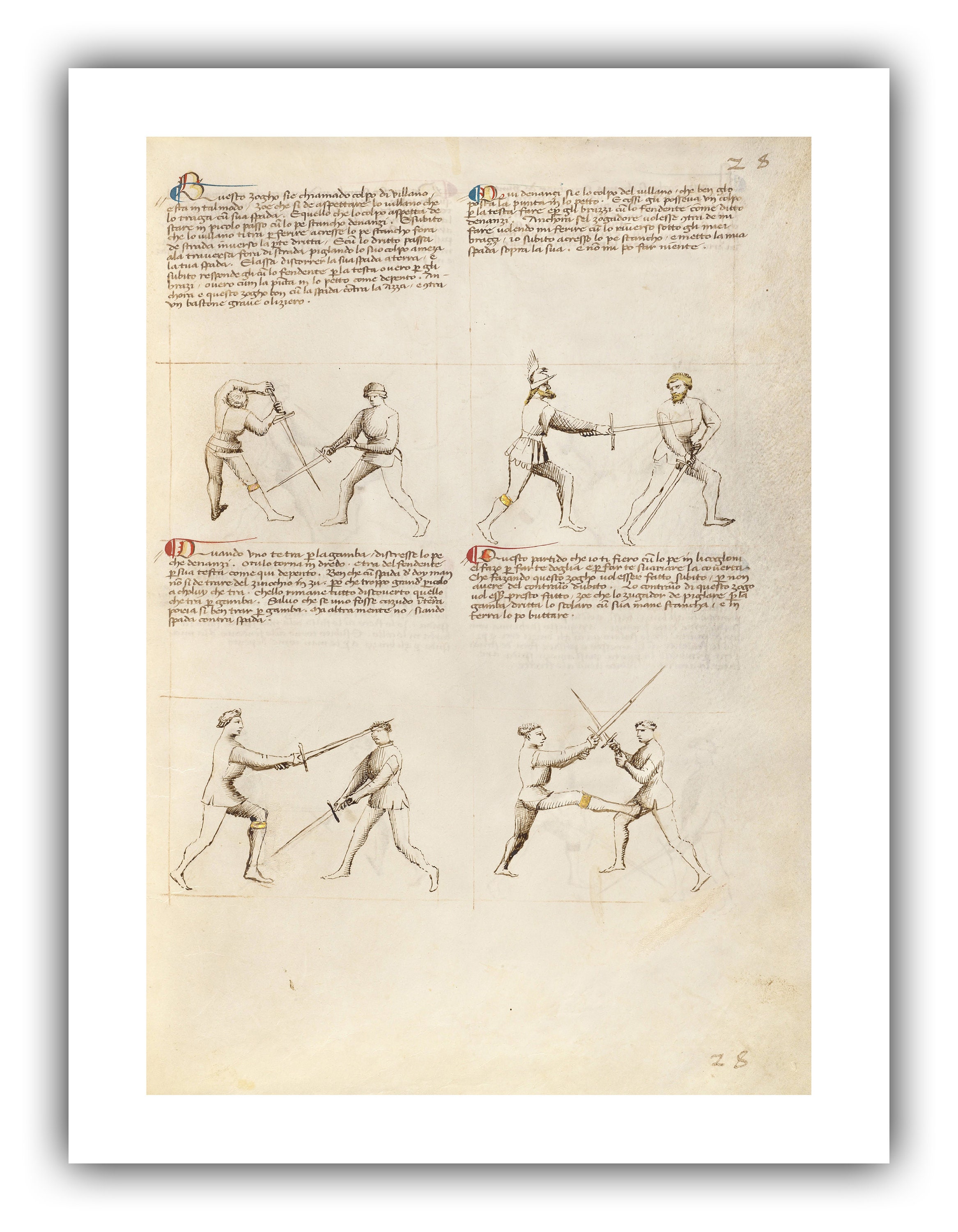 Fiore Dei Liberi : Combat With Sword / Fencing (fol. 26) (the Flower of ...