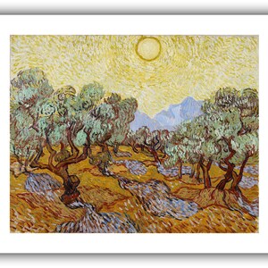 Vincent Van Gogh : Olive Trees With Yellow Sky and Sun (1889) - Giclee ...