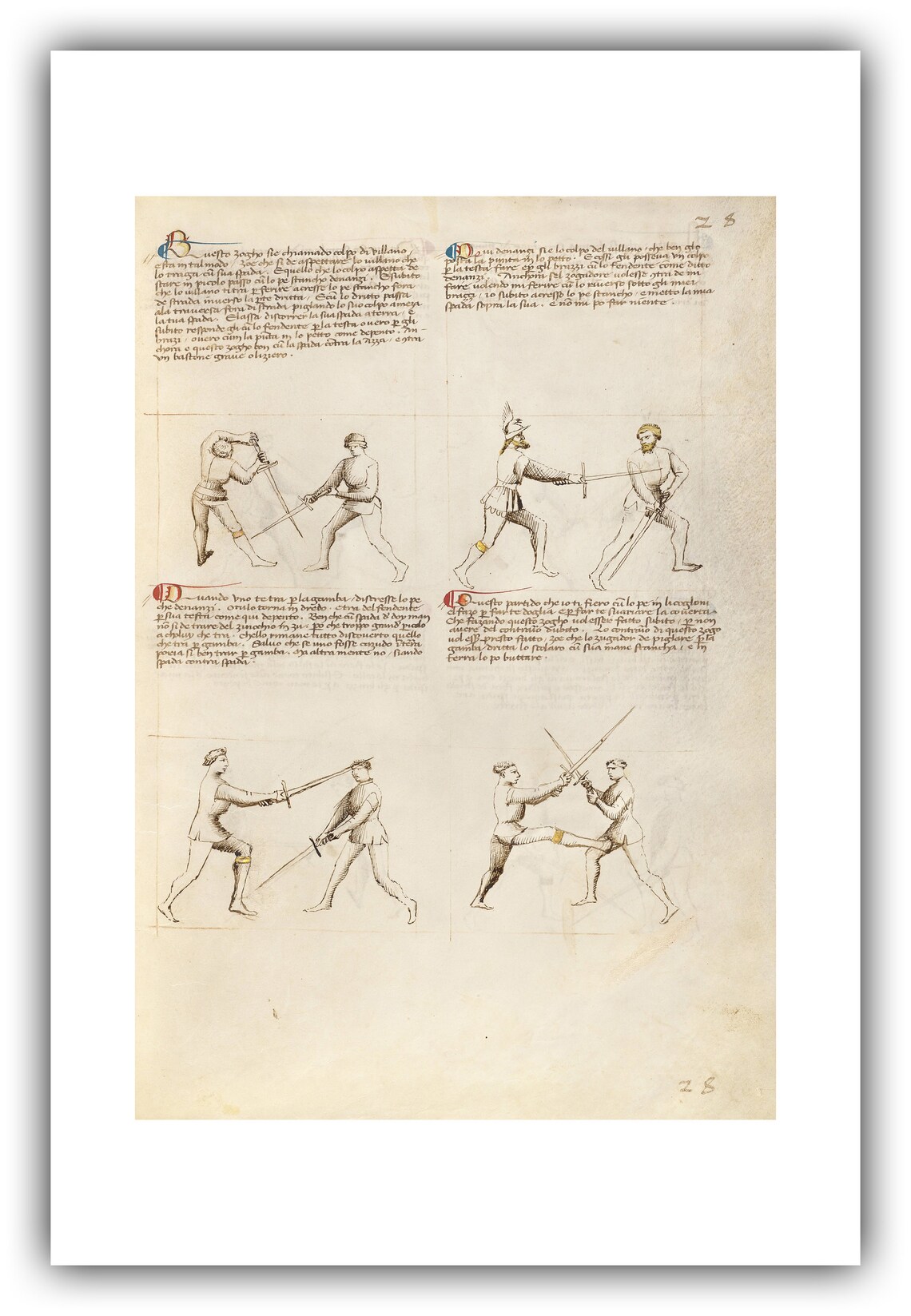 Fiore Dei Liberi : Combat With Sword / Fencing (fol. 26) (the Flower of ...