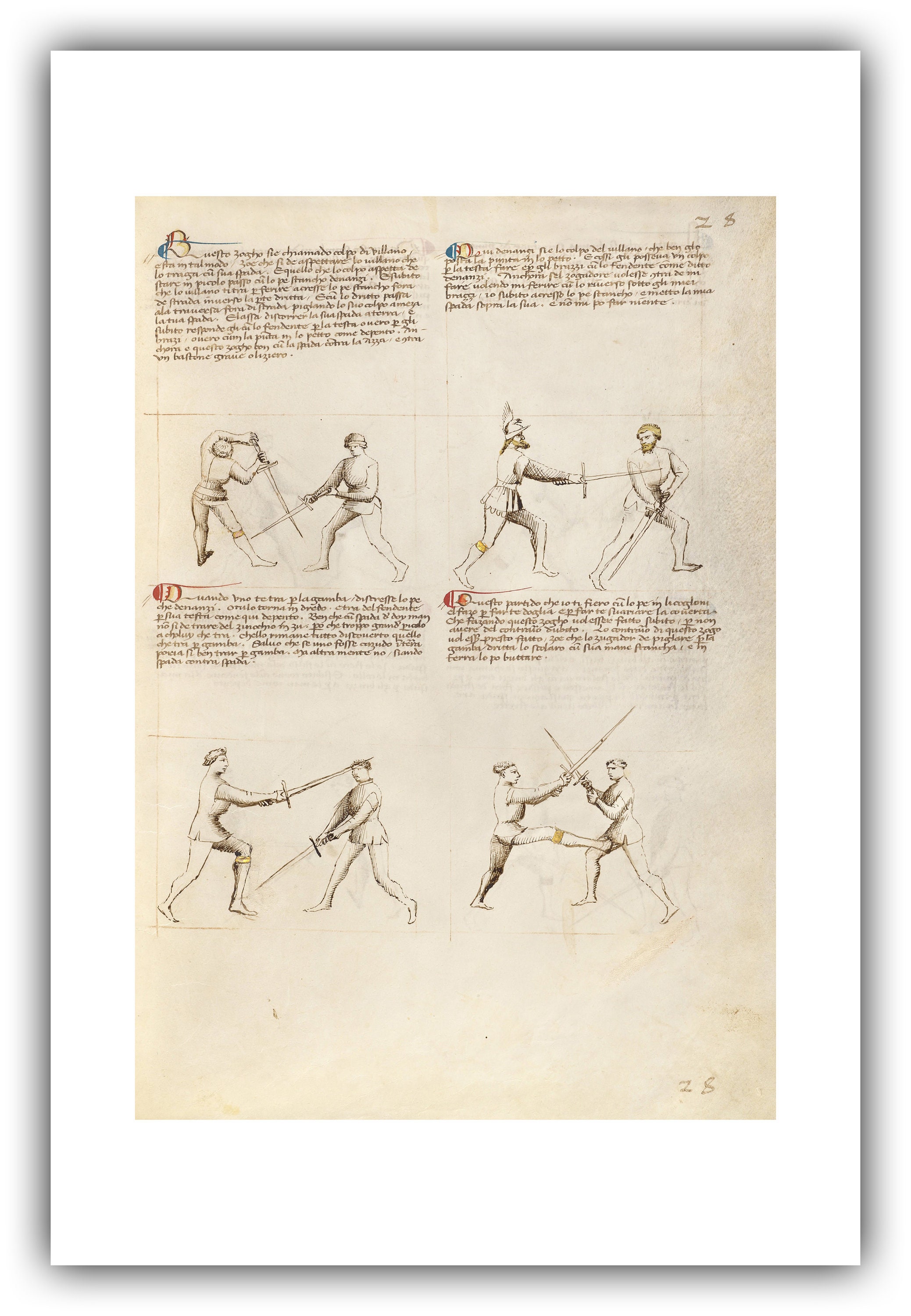 Fiore Dei Liberi : Combat With Sword / Fencing (fol. 26) (the Flower of ...