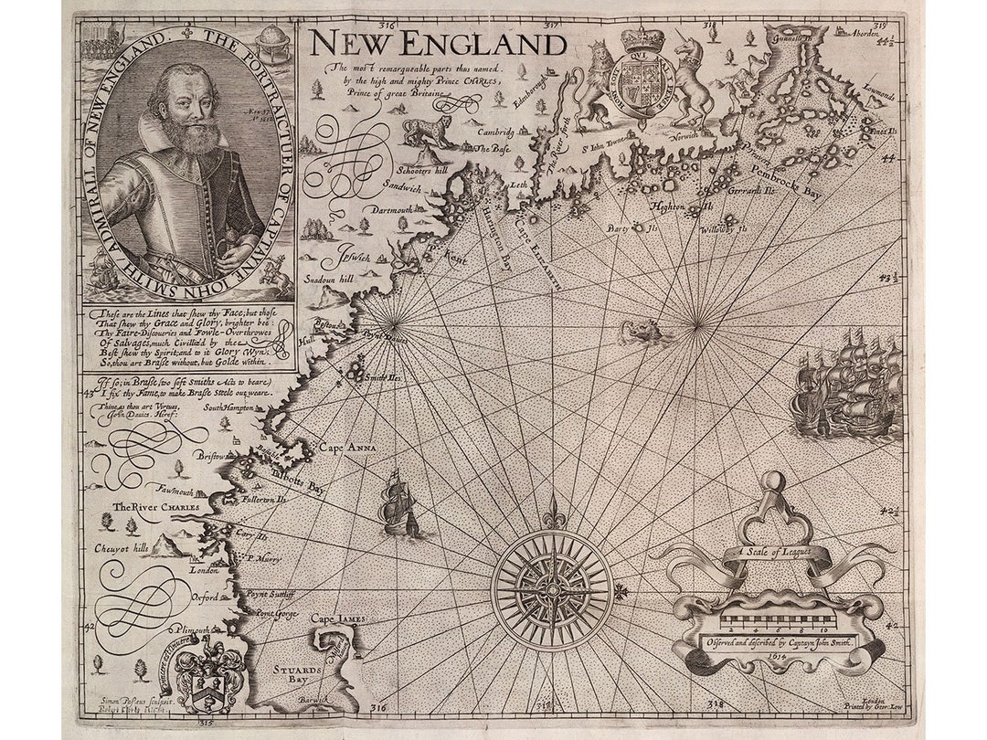 Captain John Smith : Map of New England 1616 Giclee Fine - Etsy