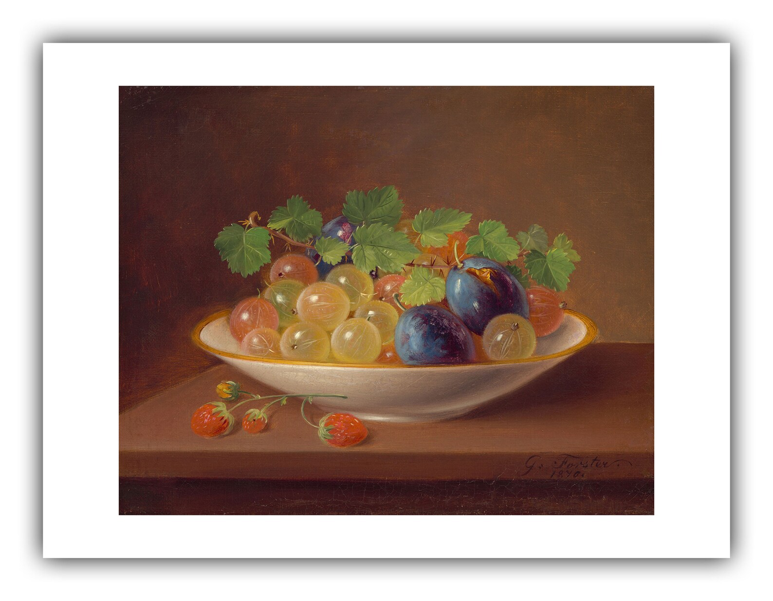 George Forster : Still Life With Fruit / Gooseberries in a Bowl (1870 ...