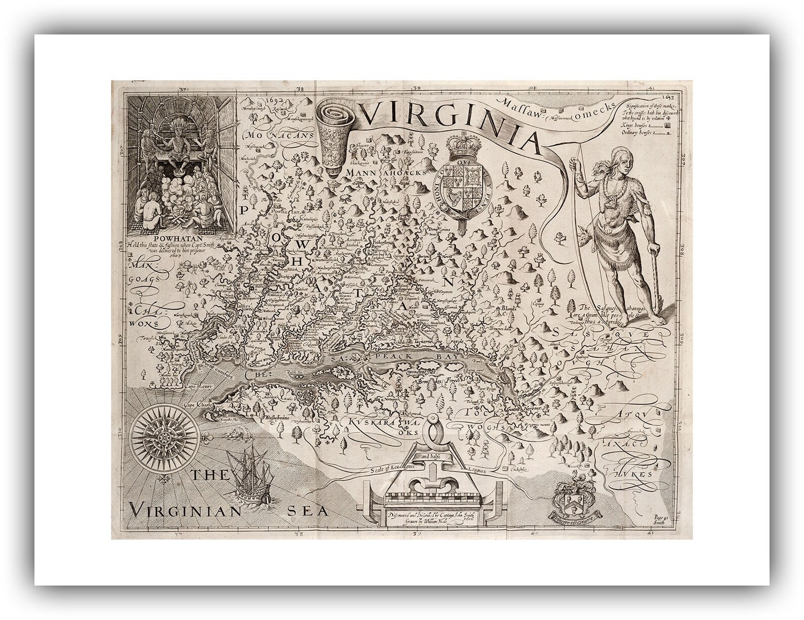 Captain John Smith : Map of Virginia 1612 Giclee Fine Art - Etsy