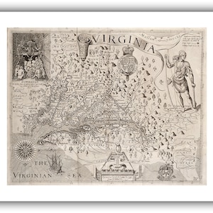 Captain John Smith : Map of Virginia (1612) - Giclee Fine Art Print - Etsy