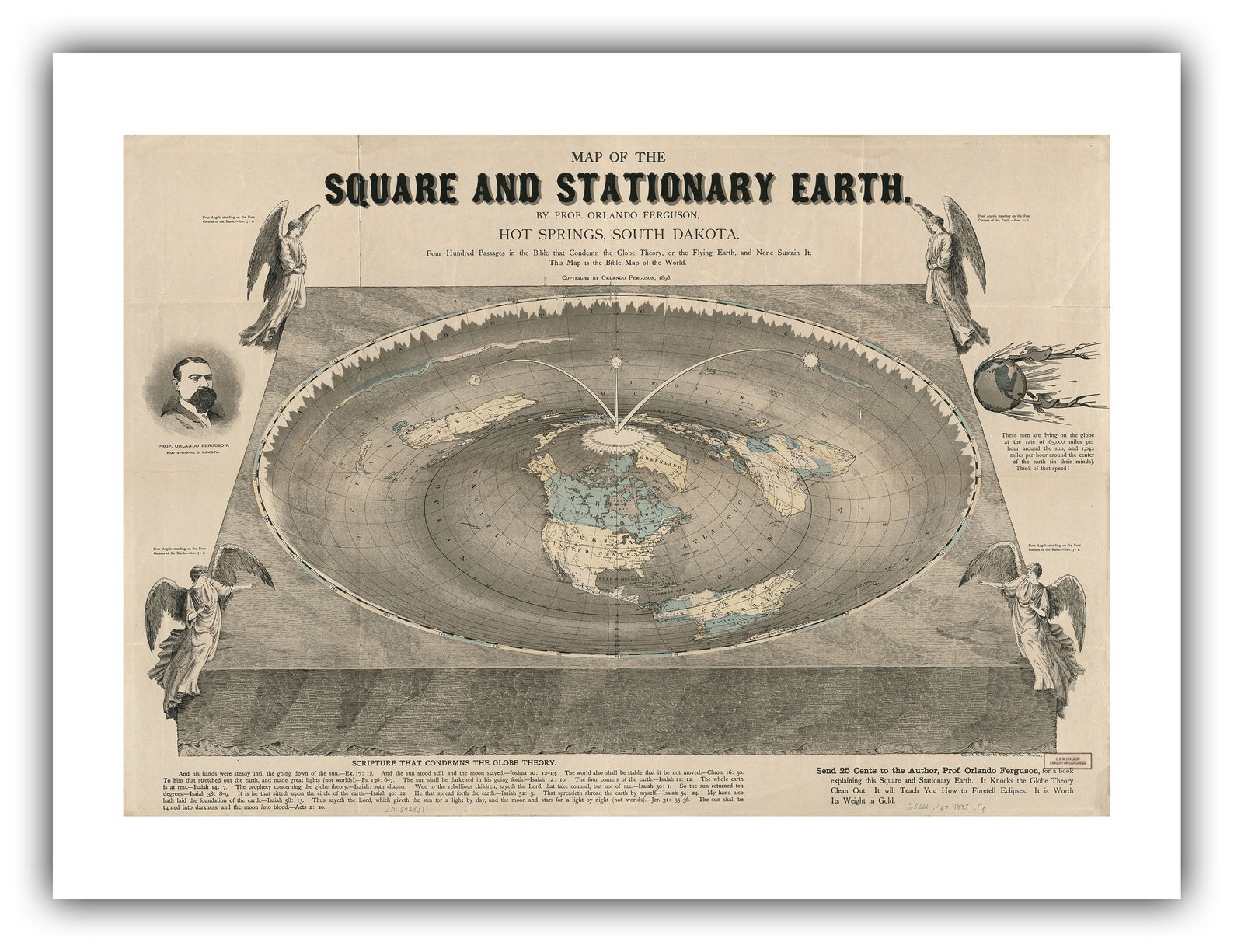 Orlando Ferguson : Map of the Square and Stationary Earth (1893 ...