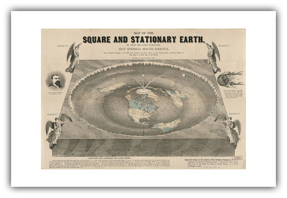 Orlando Ferguson : Map of the Square and Stationary Earth - Etsy