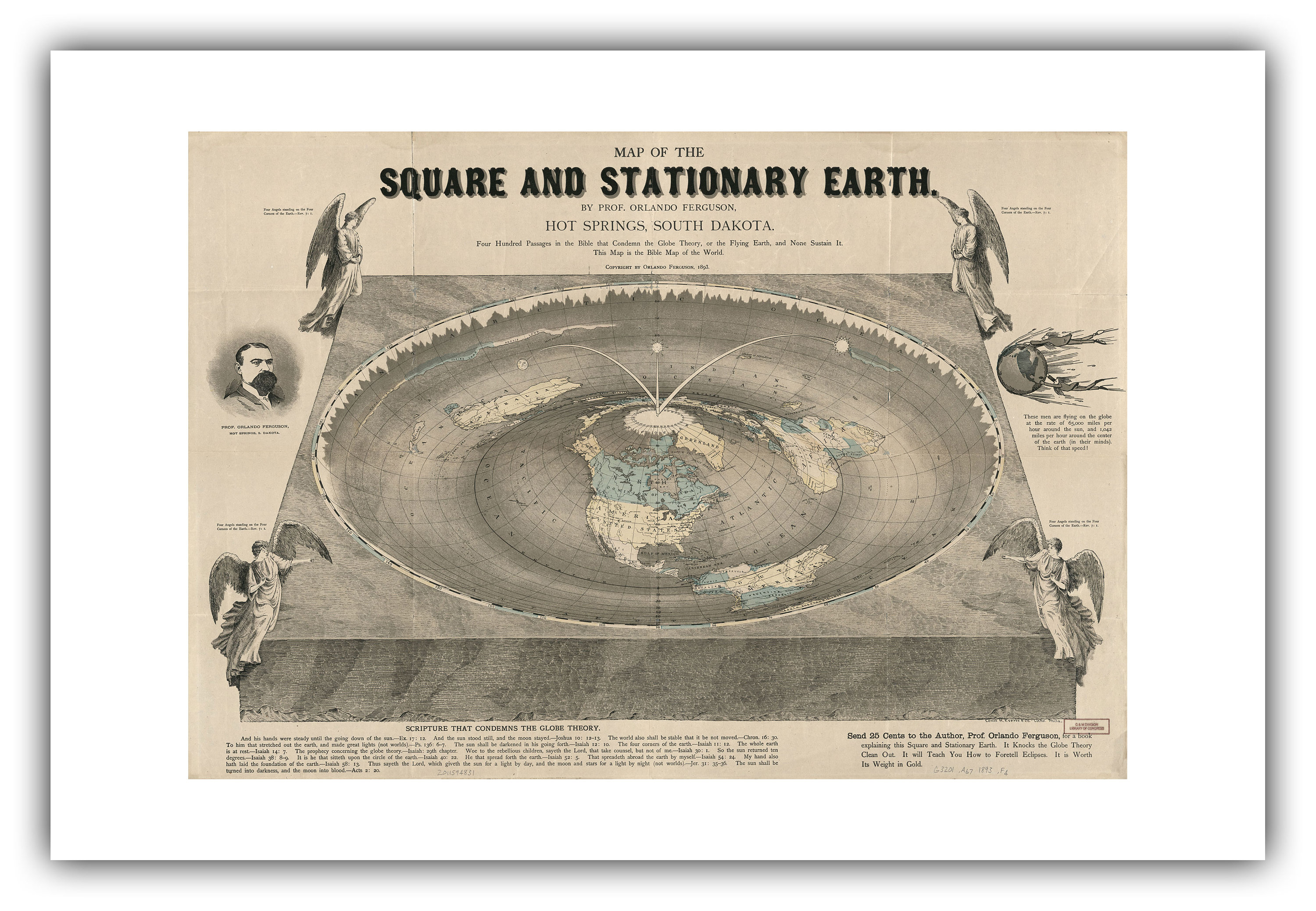 Orlando Ferguson : Map of the Square and Stationary Earth (1893 ...