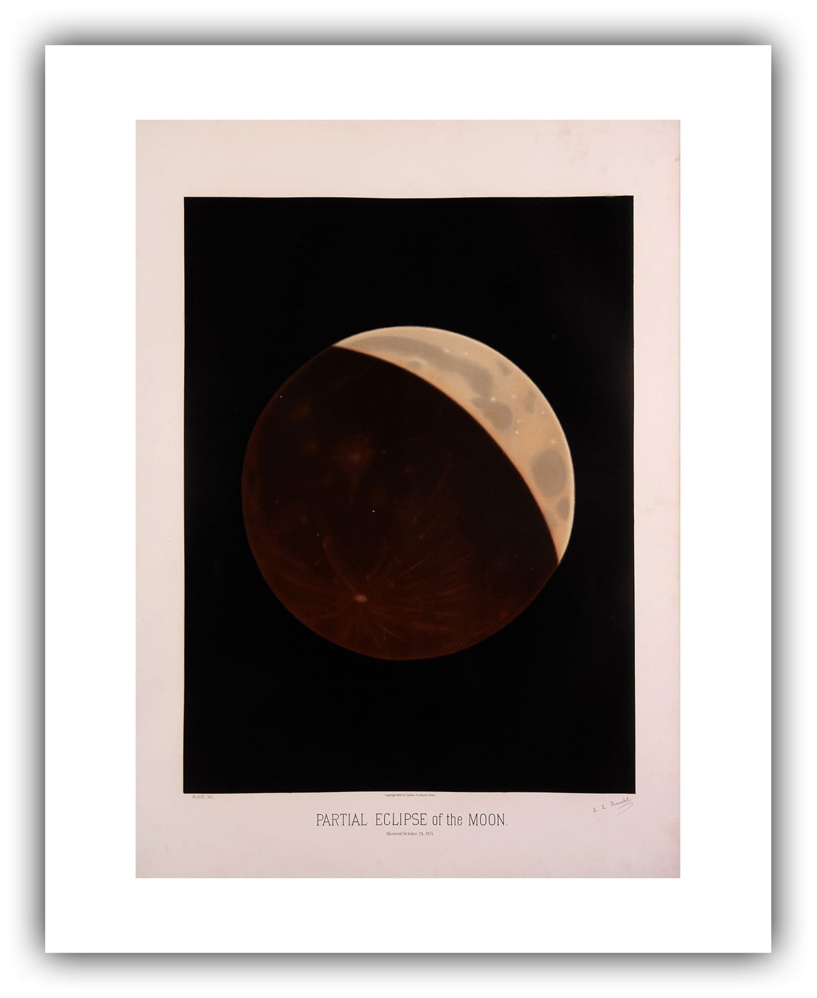 Etienne Leopold Trouvelot : Partial Eclipse of the Moon (the Trouvelot ...