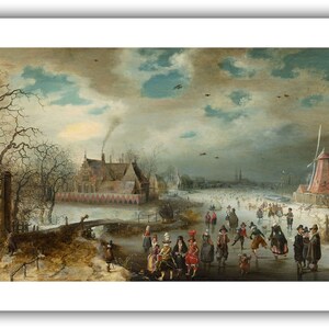 Adam Van Breen : Skating on the Frozen Amstel River (1611) - Giclee ...