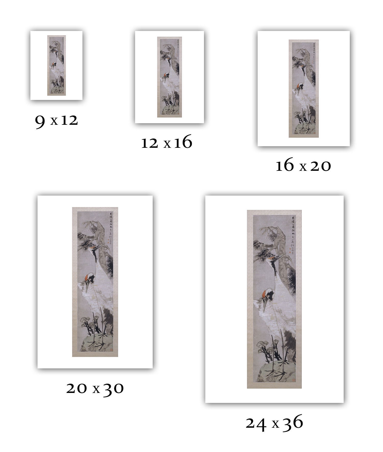 Giclée - Giclee Fine Art Print Lichen : Cranes Ren Yi 1885 Pine Tree ...