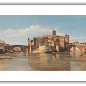 Camille Corot : the Island and Bridge of San Bartolomeo, Rome (1825/ ...