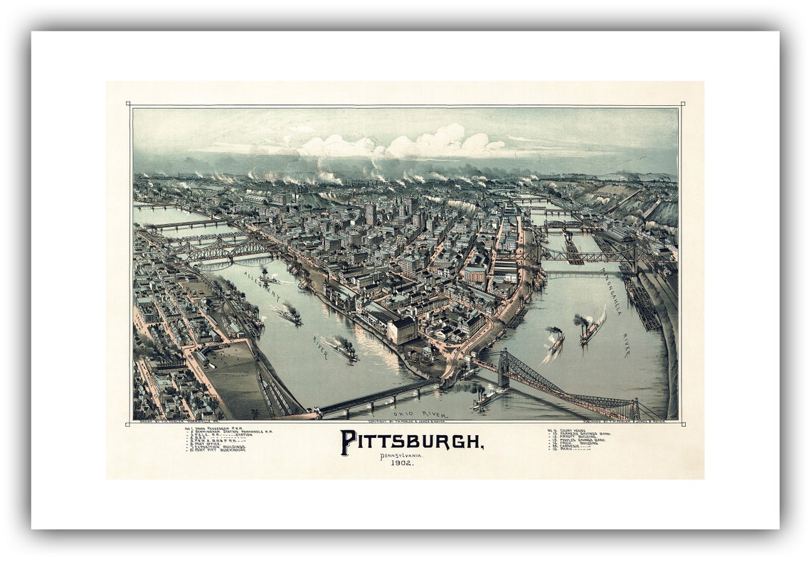 Thaddeus Mortimer Fowler : Perspective Map of Pittsburgh, Pennsylvania ...