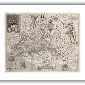 Captain John Smith : Map of Virginia (1612) - Giclee Fine Art Print - Etsy