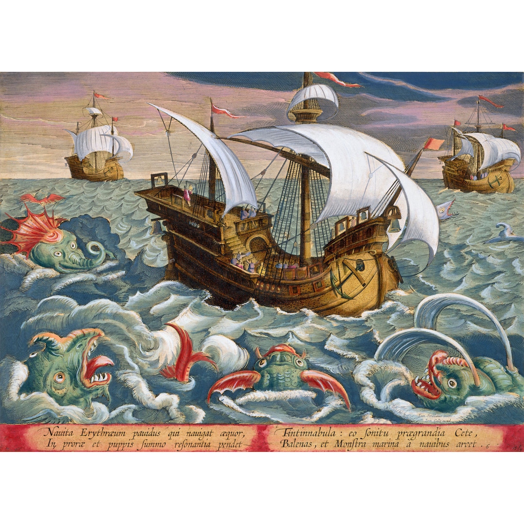 Hans Collaert the Younger : Hunting Sea Creatures (1600s) - Giclee Fine ...