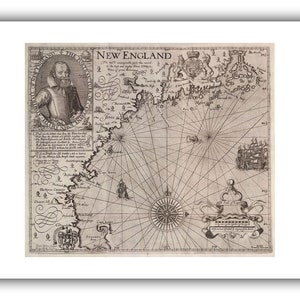 Captain John Smith : Map of New England (1616) - Giclee Fine Art Print ...