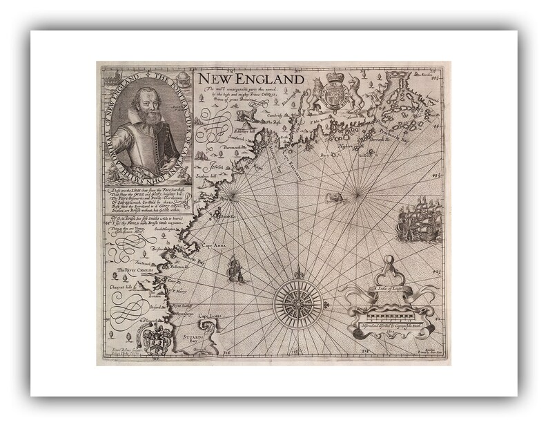 Captain John Smith : Map of New England (1616) - Giclee Fine Art Print ...