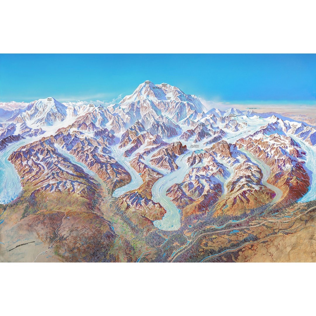 Heinrich Berann : Panorama of Denali National Park (1994) - Giclee Fine ...