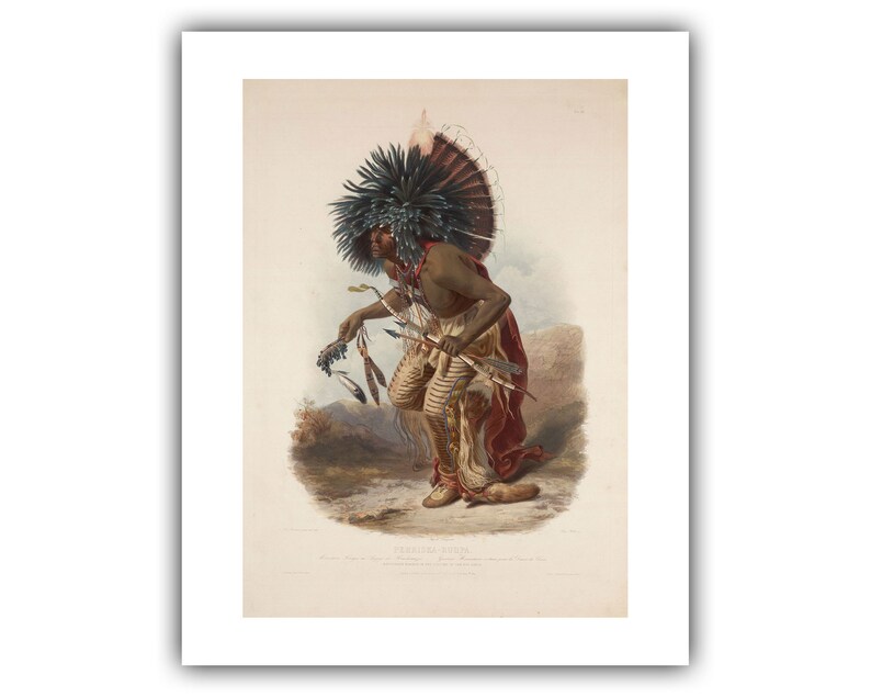 Karl Bodmer : Pehriska Ruppa in the Costume of the | Etsy