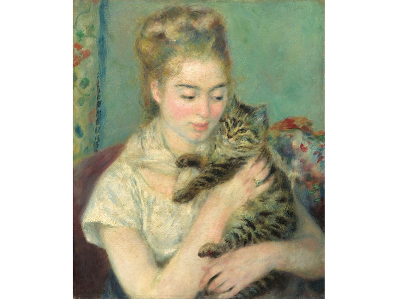 Pierre-auguste Renoir : Woman With a Cat (c. 1875) - Giclee Fine Art ...