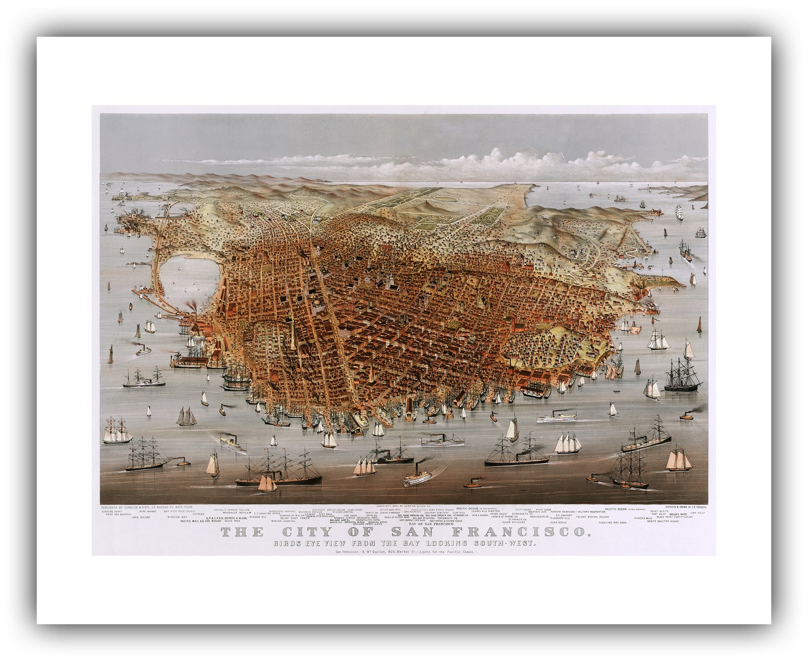 Currier and Ives : Perspective Map of the City of San - Etsy