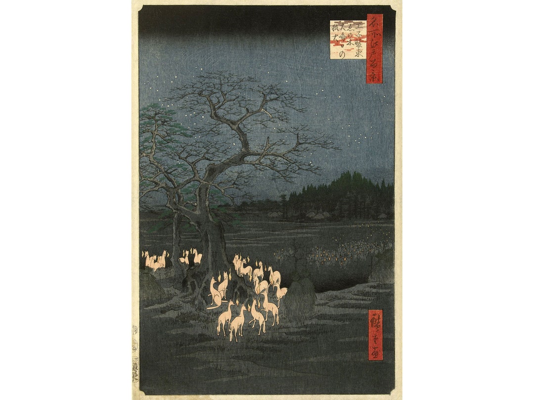 Utagawa Ando Hiroshige : New Year's Eve Foxfires at the Changing Tree ...