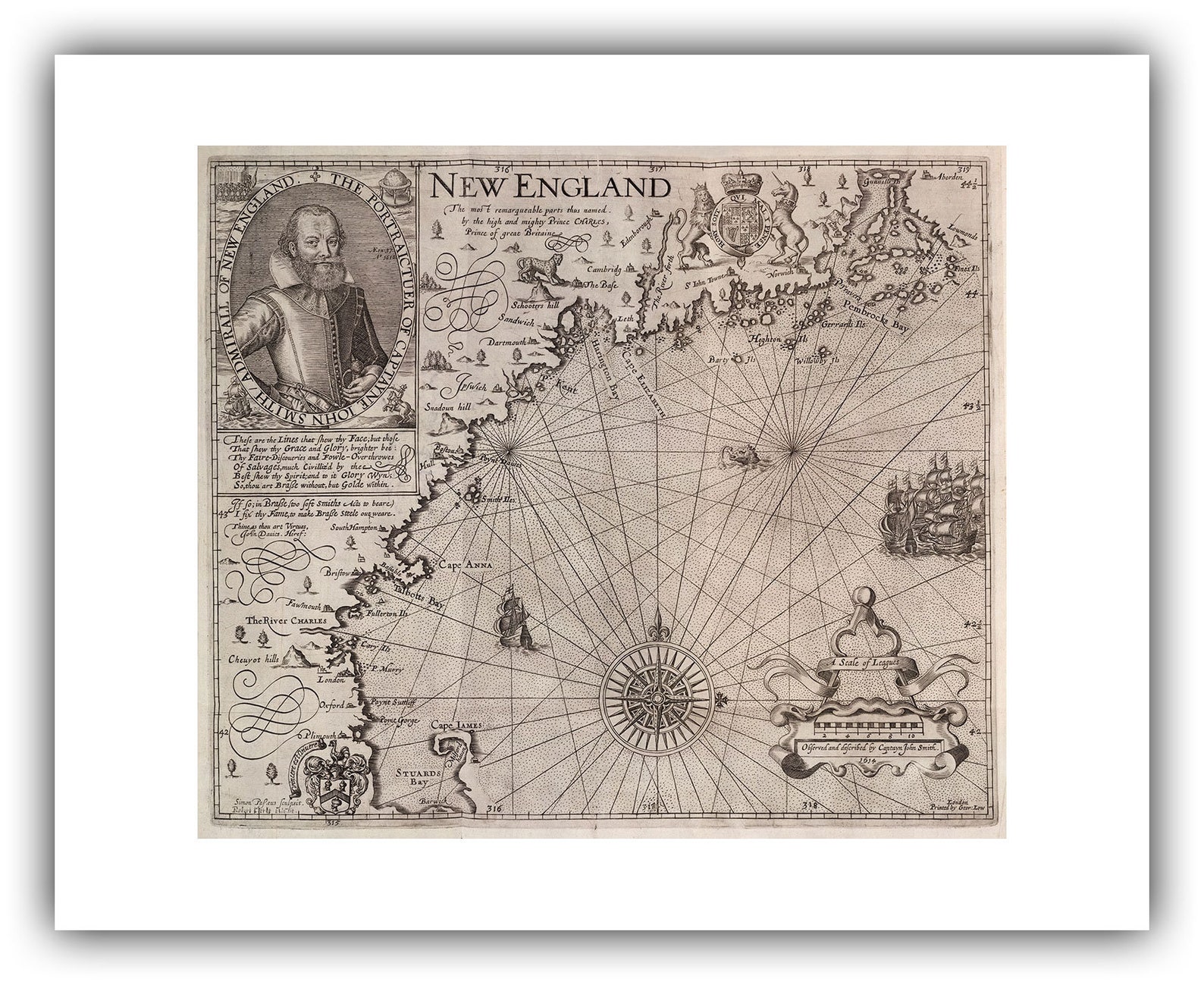 Captain John Smith : Map of New England 1616 Giclee Fine - Etsy