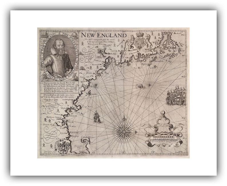 Captain John Smith : Map of New England 1616 Giclee Fine - Etsy